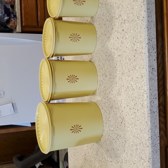 Tupperware | Kitchen | Vintage 97s Tupperware Harvest Gold Canisters ...